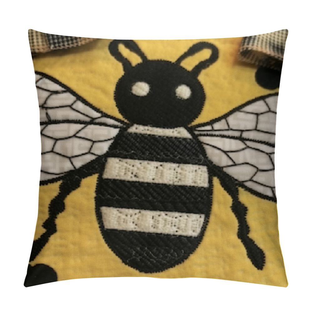 HOMICOZI Summer Pillow Cover, Yellow Bumblebee Bow Beehive Decorations ...