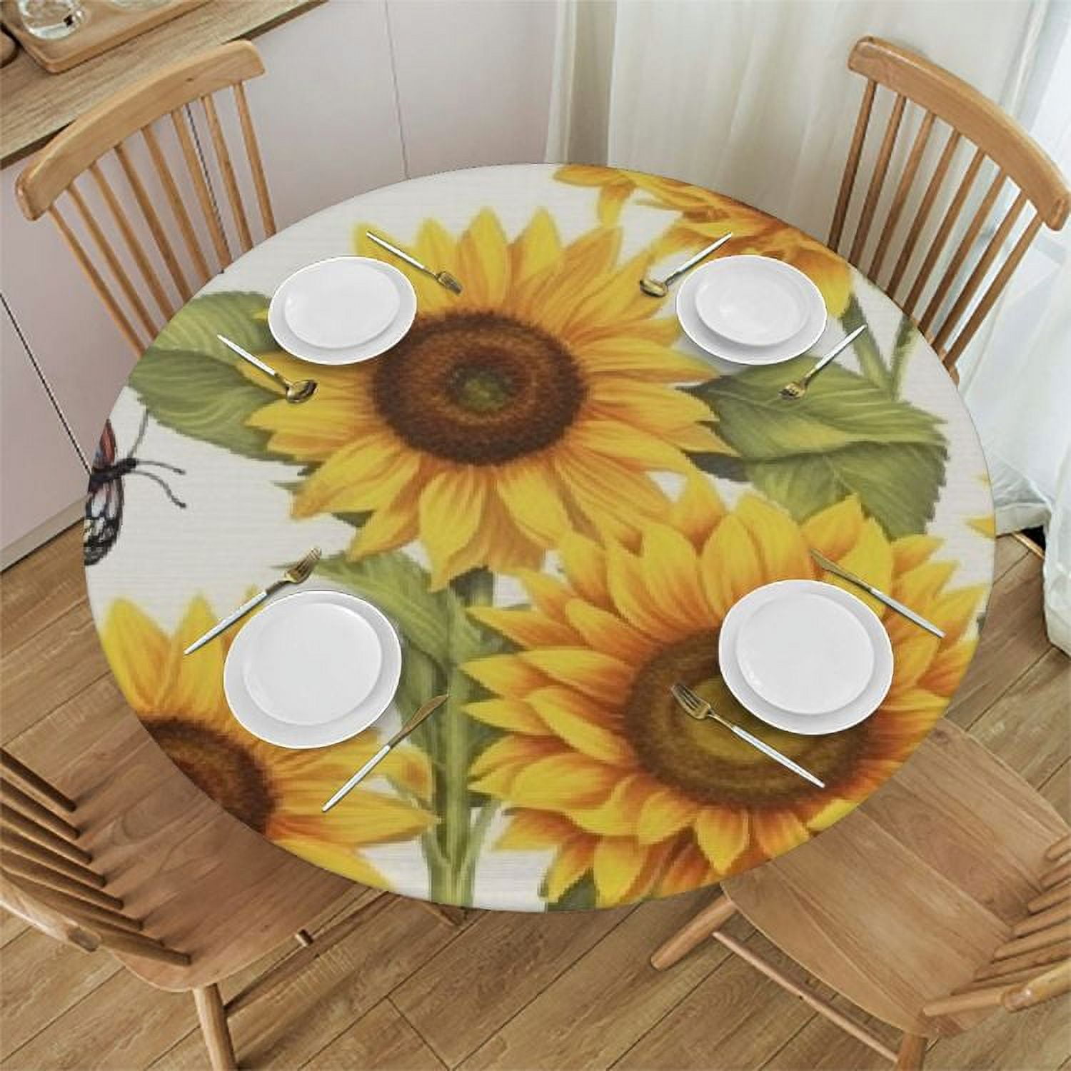 HOMICOZI Sunflower Butterfly Round Table cover Macrame Table Cloth ...