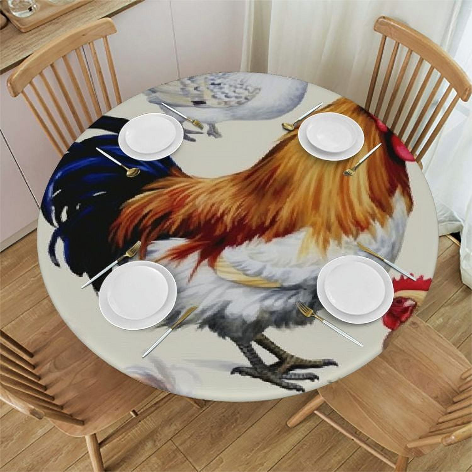 HOMICOZI Table Cloth Hen and Rooster Round Tablecloth Chicken Poultry ...