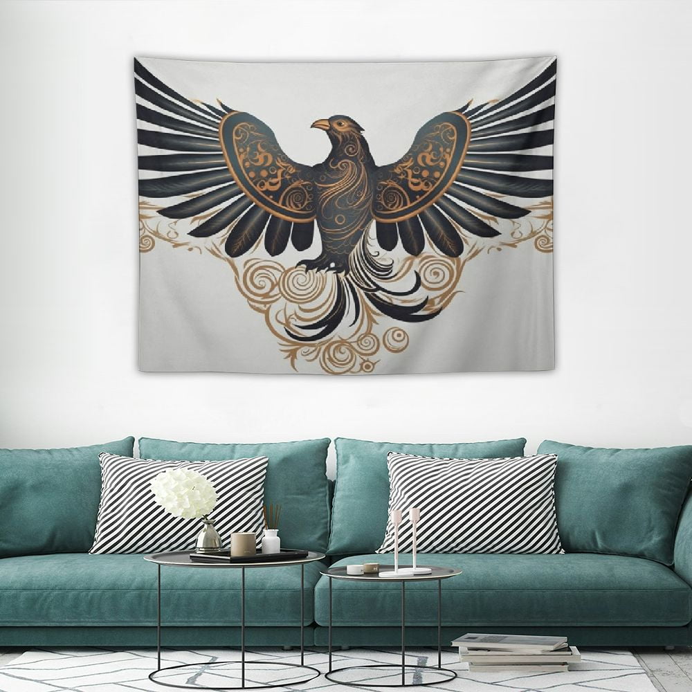 HOMICOZI Tapestry Crow Viking Sign Odins Raven Occultism Handdrawn ...