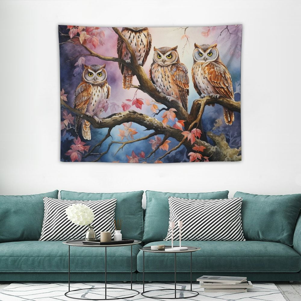 HOMICOZI Tapestry Food Retro Watercolor Funny Sketch Draw Owl Animals ...