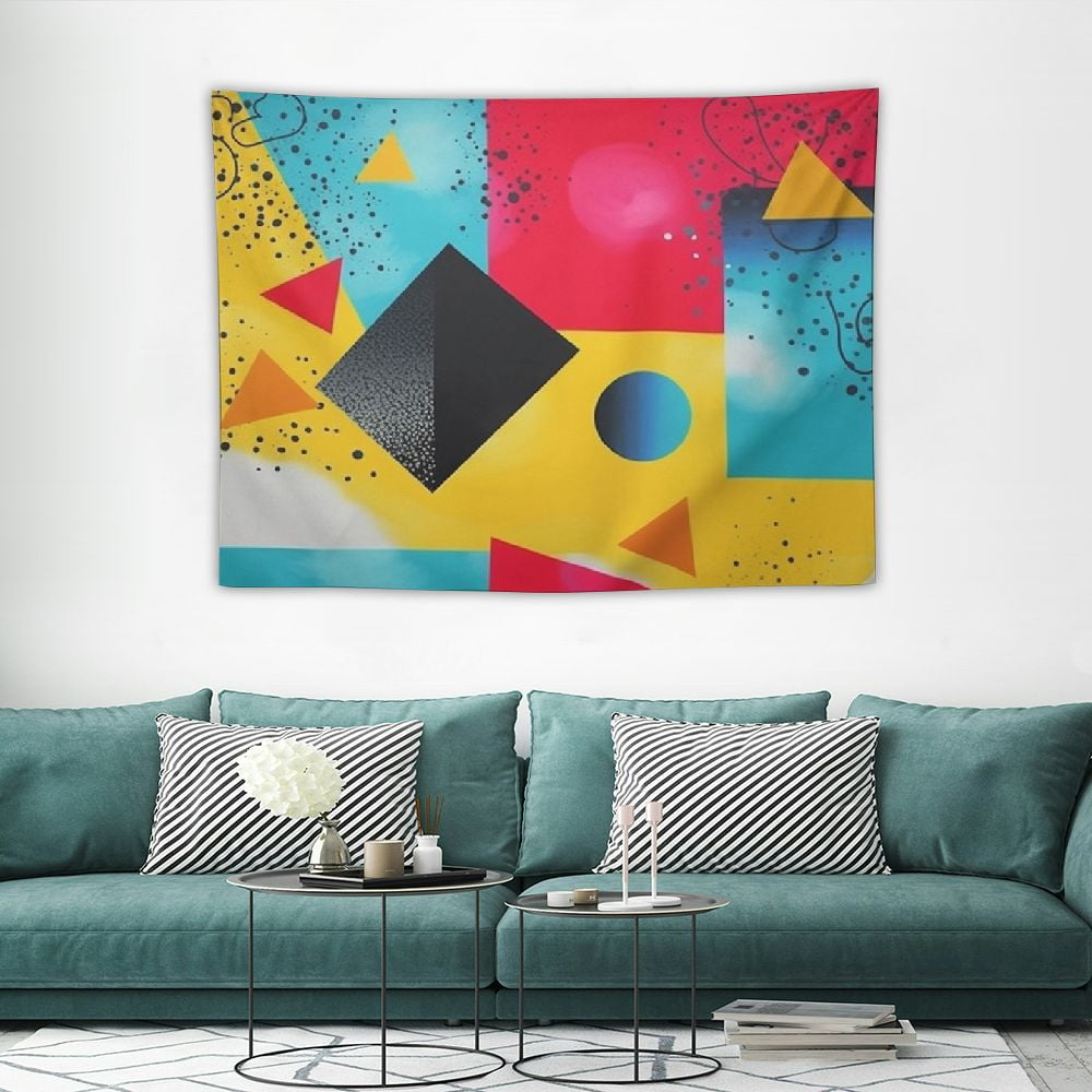 HOMICOZI Tapestry Modern Blue Abstract Memphis Pattern Geometric Shapes ...