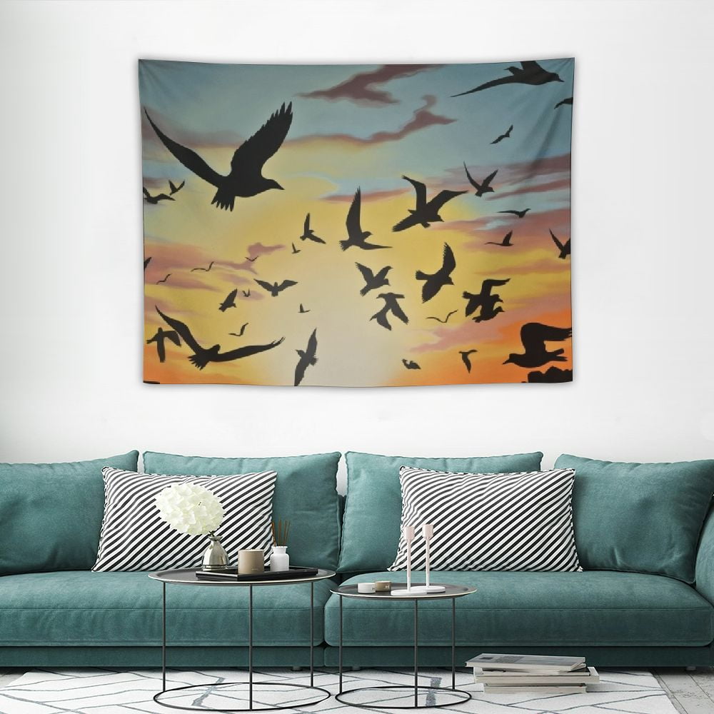 HOMICOZI Tapestry Wall Hanging Bevy Pheasant Birds Flock Silhouettes ...