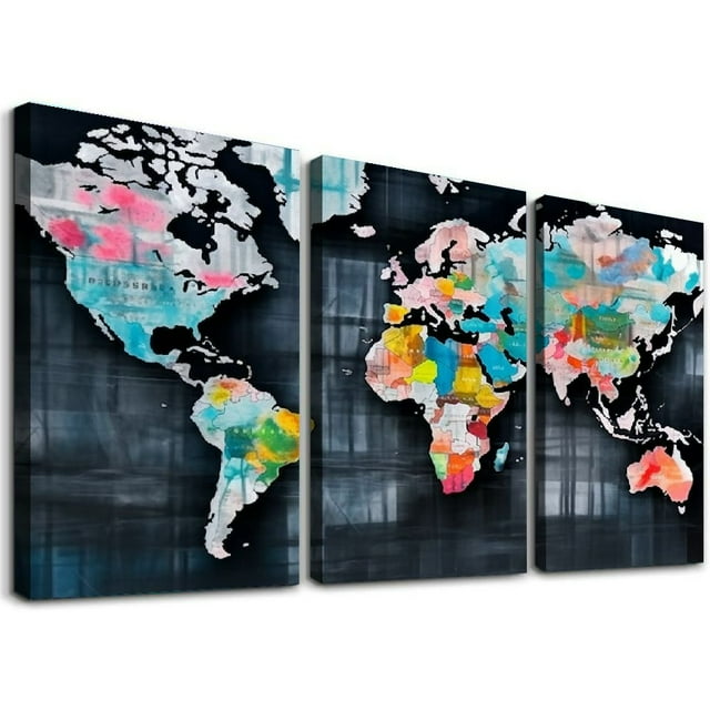 HOMICOZI Teal Bedroom Wall-Art - World Map Wall Decor - World Maps For ...