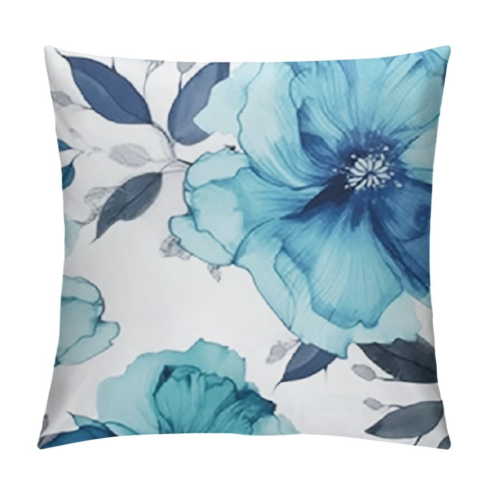 HOMICOZI Teal Floral Pillow Covers Boho Blue Flower Throw Pillow Covers ...