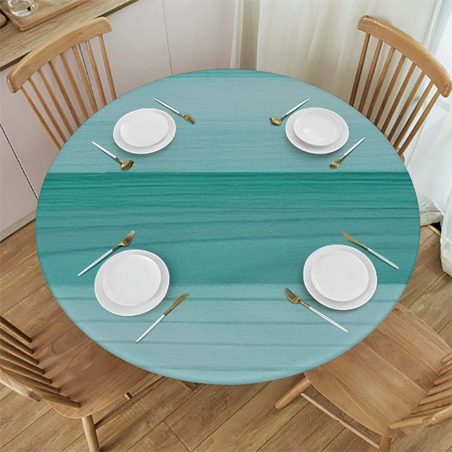 HOMICOZI Teal Round Table cover, Teal Turquoise Green Wood Decorative ...