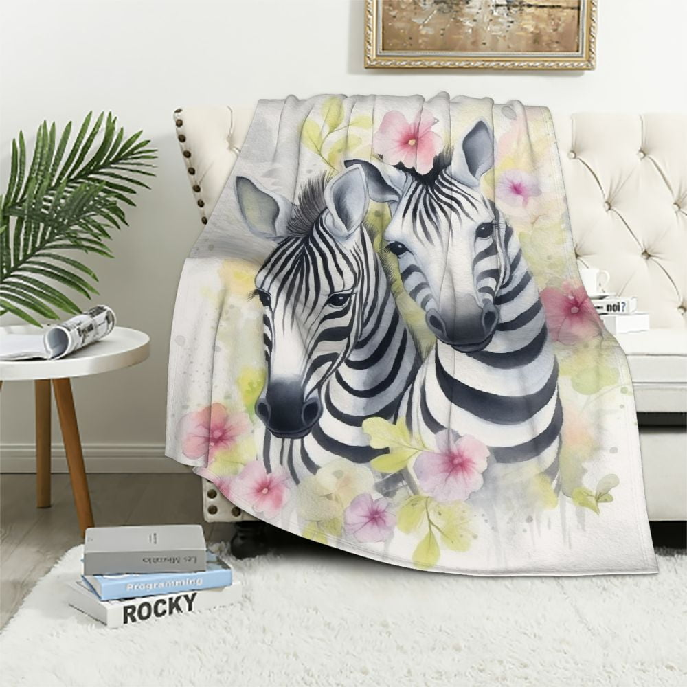 HOMICOZI Throw Blanket,Animal Watercolor Flannel Soft Cozy Fluffy Throw ...