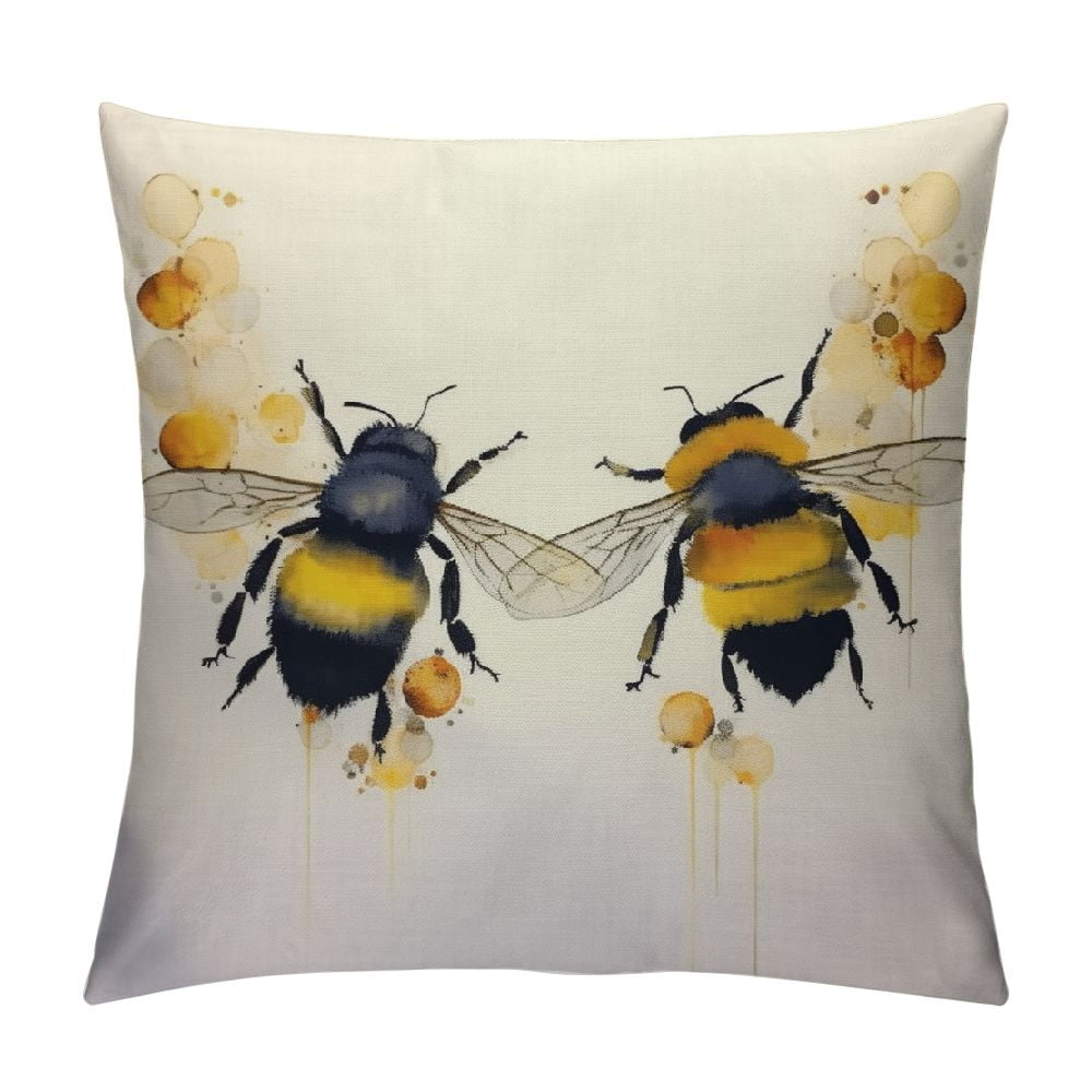 HOMICOZI Throw Pillow Cover Watercolor Bumblebees Animals Wings Honey ...