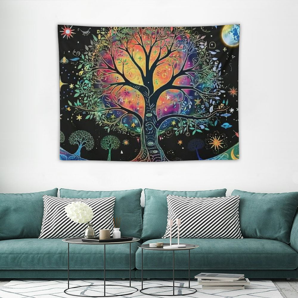 HOMICOZI Tree of Life Tapestry Yin and Yang Sun Moon Star Tapestries ...
