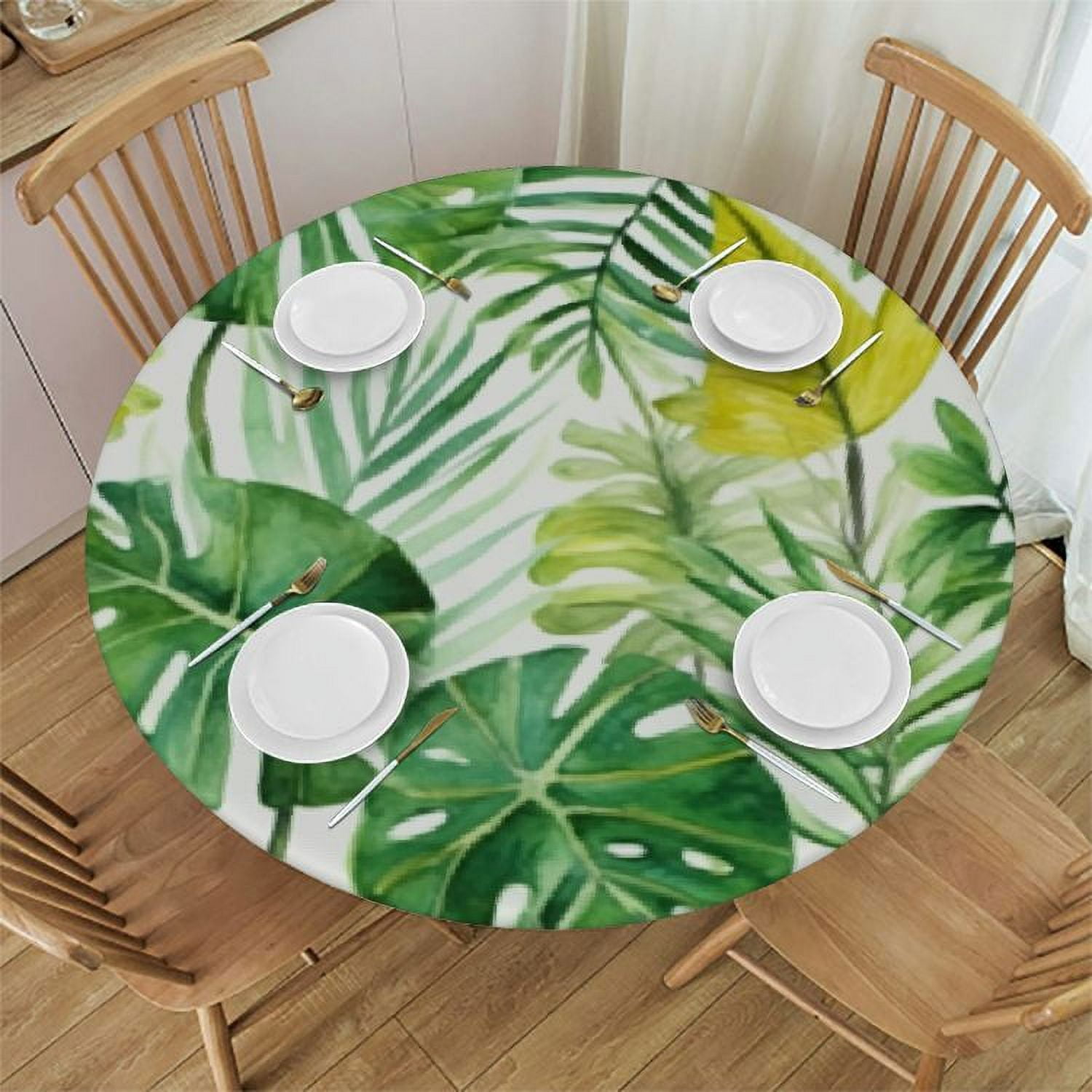 HOMICOZI Tropical Palm Leaf Table cover Round Washable Banana Leaf ...