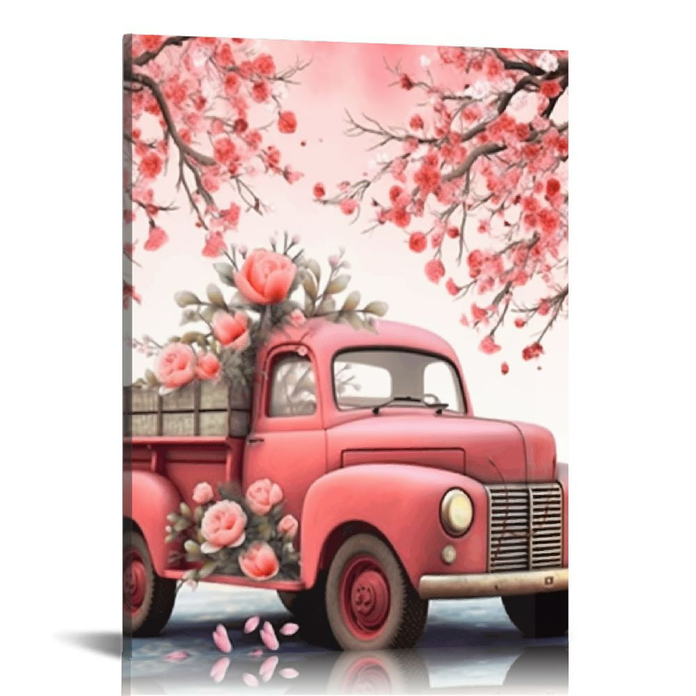 HOMICOZI Valentines Framed Canvas Wall Art for Living Room Pink Red ...