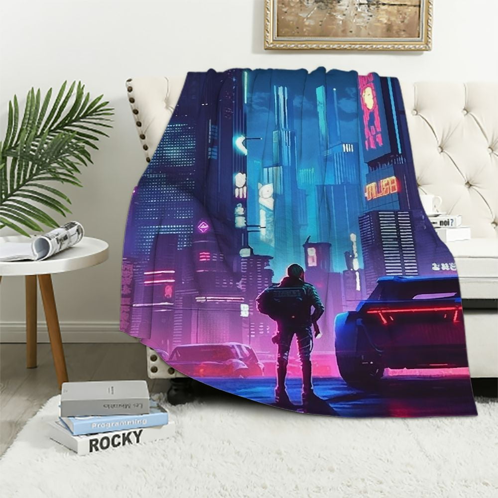 HOMICOZI Vaporwave City Night Blanket Lightweight Plush and Warm Bed ...