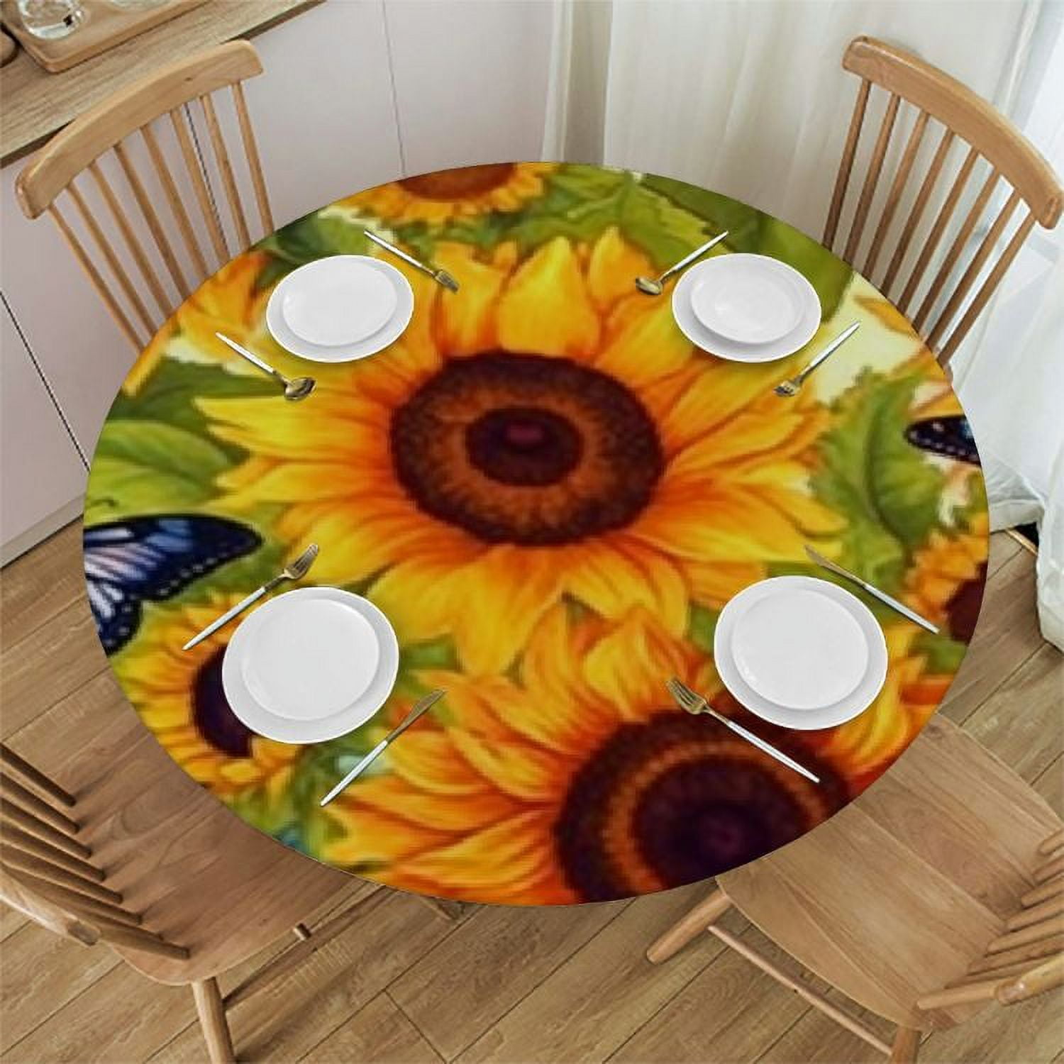 HOMICOZI Vibrant Yellow Sunflowers Tablecloth Round Table cover ...