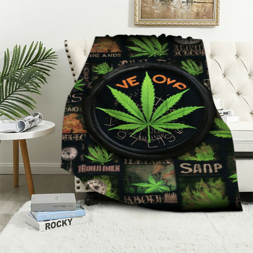 HOMICOZI Weed Blanket Flannel Throw Blanket Super Warm Soft for Bed ...