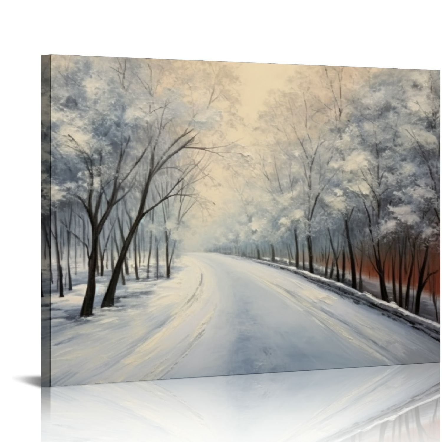 HOMICOZI Winter Snow Landscape Wall Art Hand Painted Blue Tree Oil ...