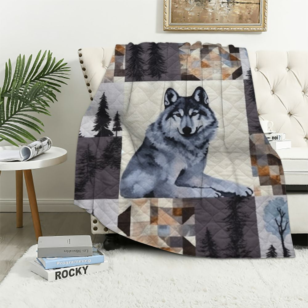 HOMICOZI Wolf Blanket for Boy Man Wolf Wild Animals Throw Blanket Soft ...