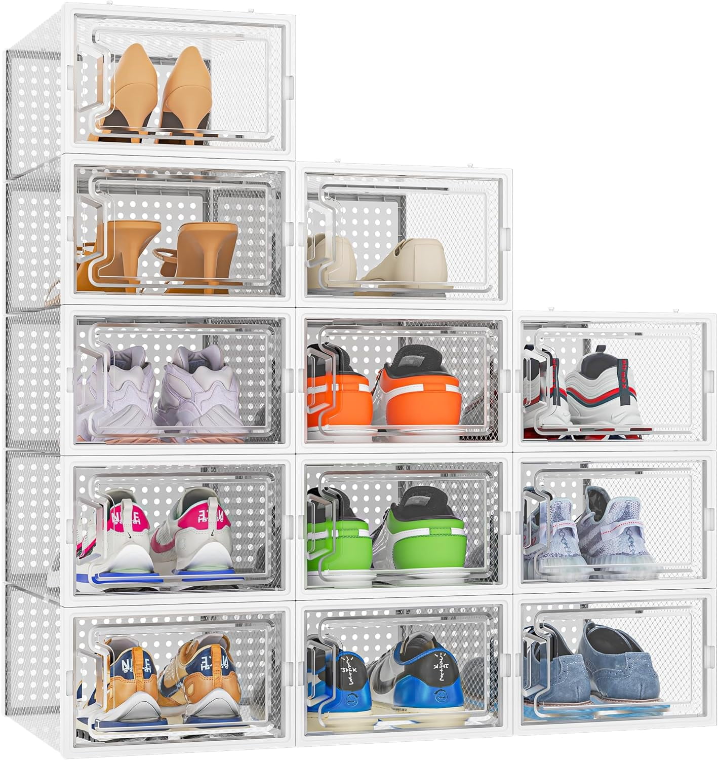 HOMIDEC 12 Pack Shoe Storage Box, Shoe Organizer for Closet, Clear ...