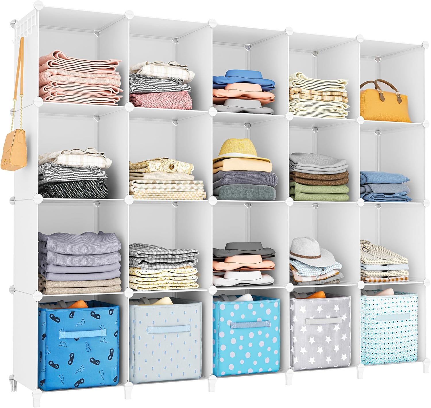 HOMIDEC 20-Cube Storage Shelf, Storage Bookcase Bookshelf with Metal ...