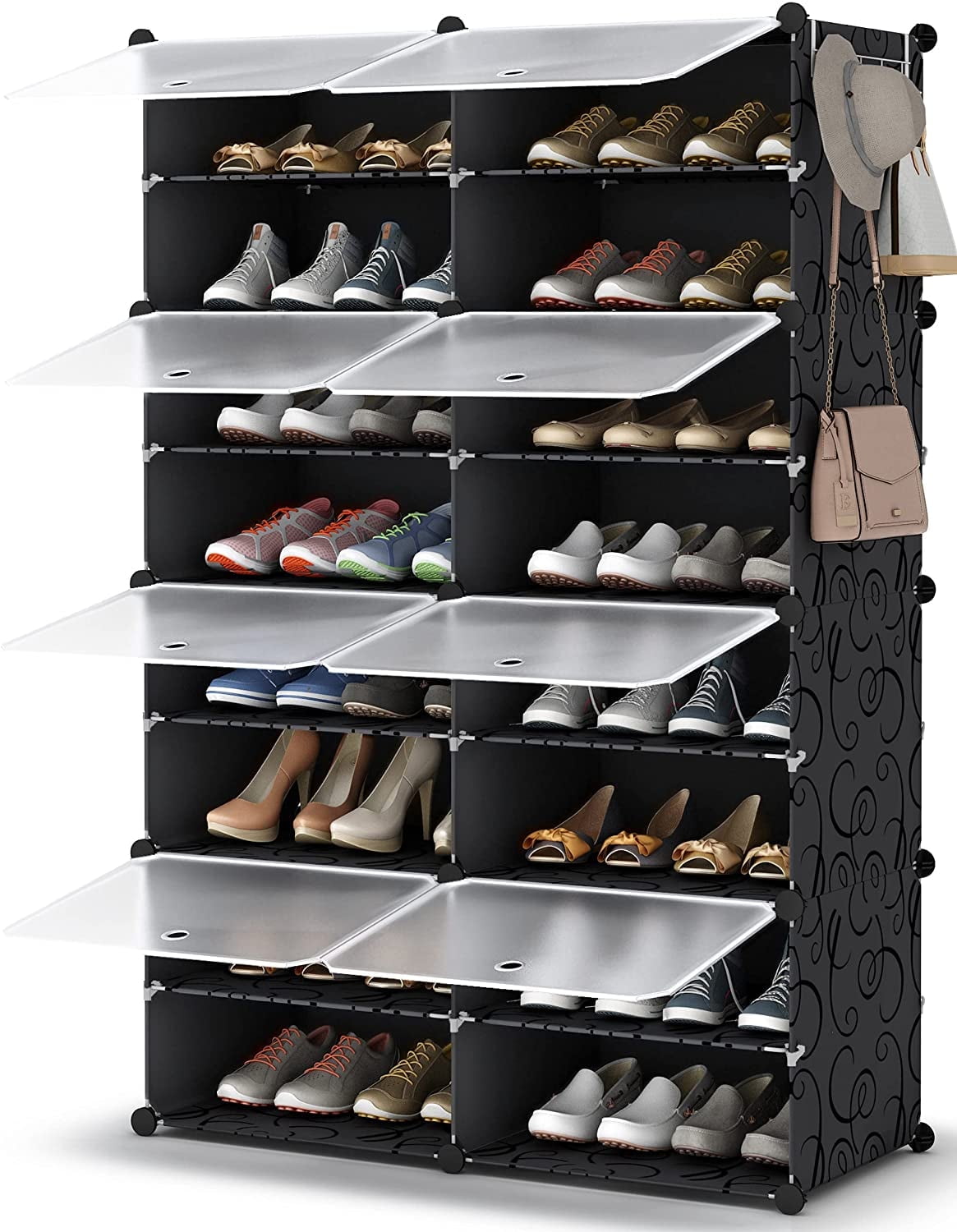 HOMIDEC Shoe Rack, 8 Tier Shoe Storage Cabinet 32 Pair Plastic Shoe ...