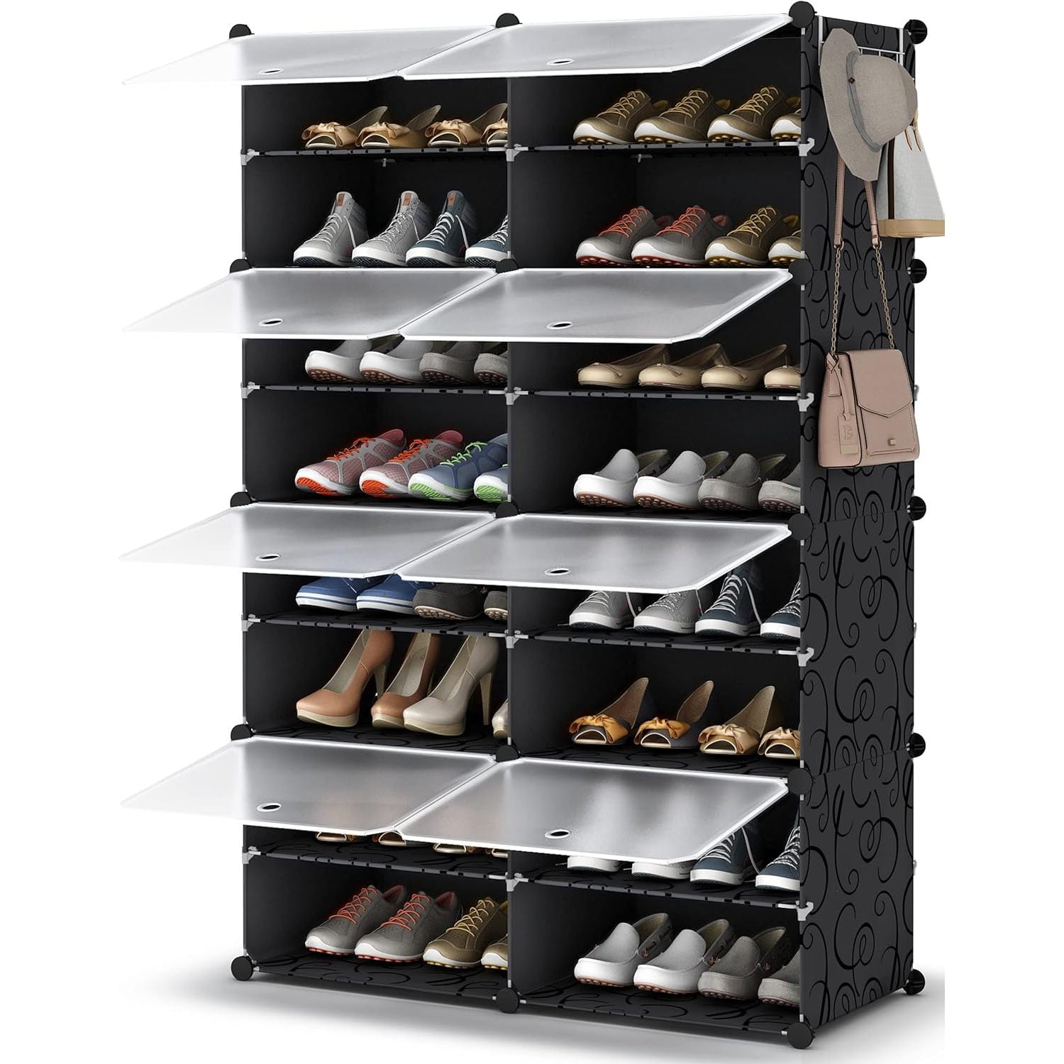 HOMIDEC Shoe Rack, 8 Tier Shoe Storage Cabinet 32 Pair Plastic Shoe ...