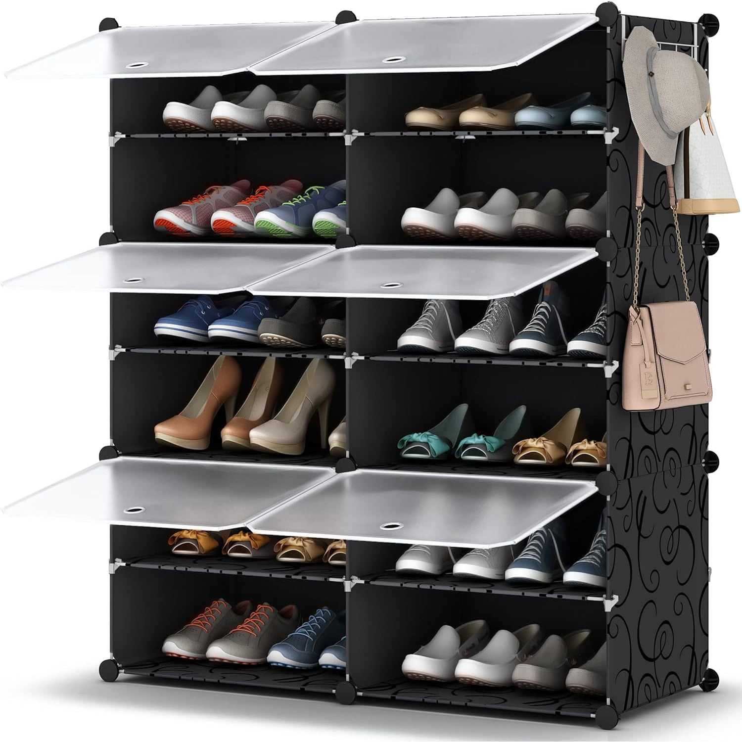 HOMIDEC Shoe Rack Organizer, 6 Tier Storage Cabinet 24 Pair Plastic ...
