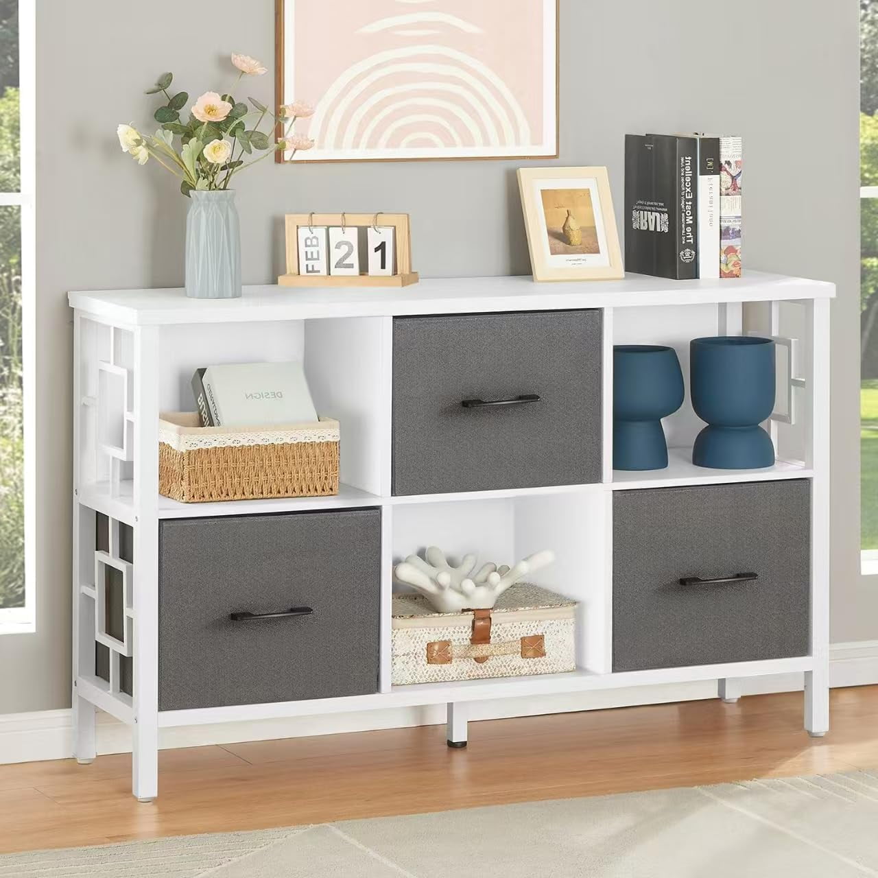 HOMISSUE 6 Cube Storage Organizer Shelf, Rustic Short Bookshelf with 3 ...