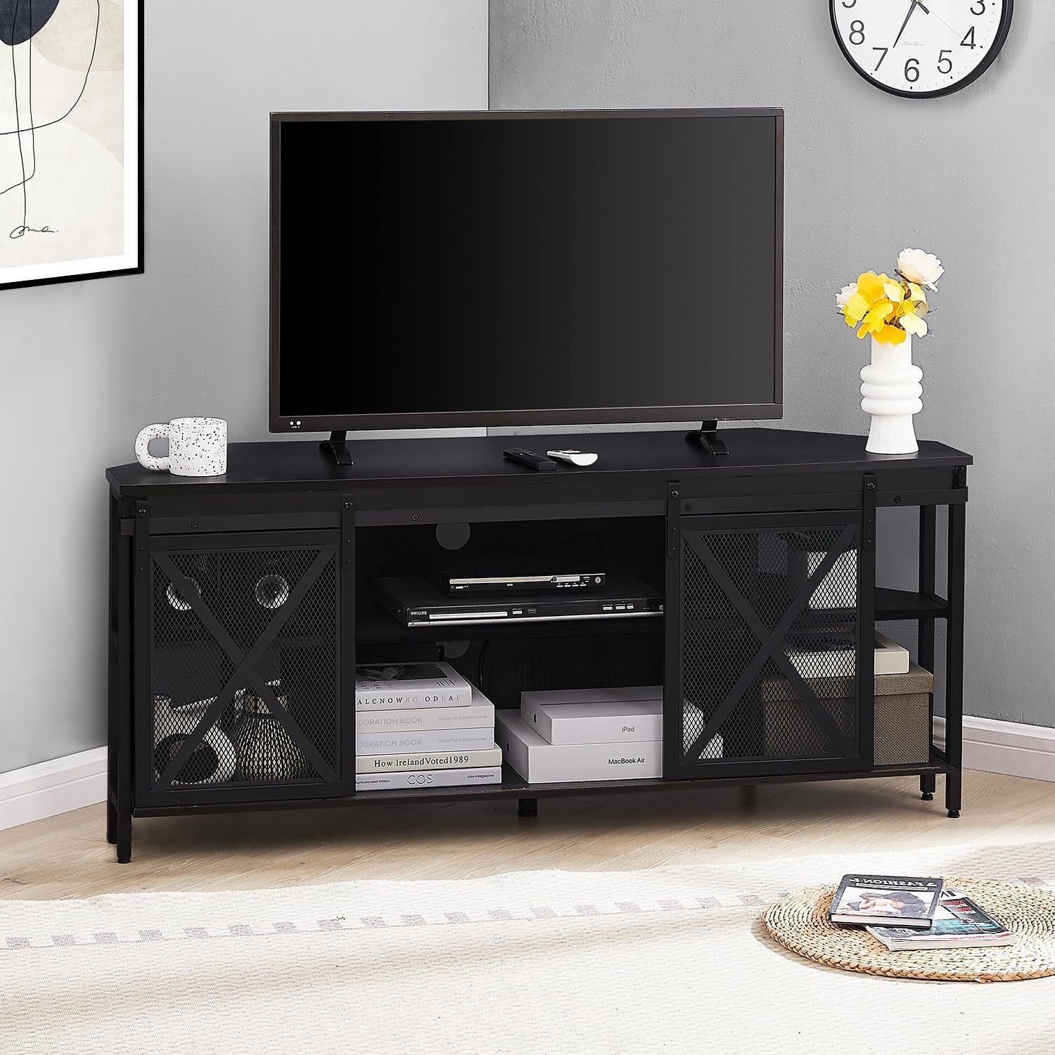 HOMISSUE Corner TV Stand for 55 Inch TV, Rustic Corner Entertainment ...