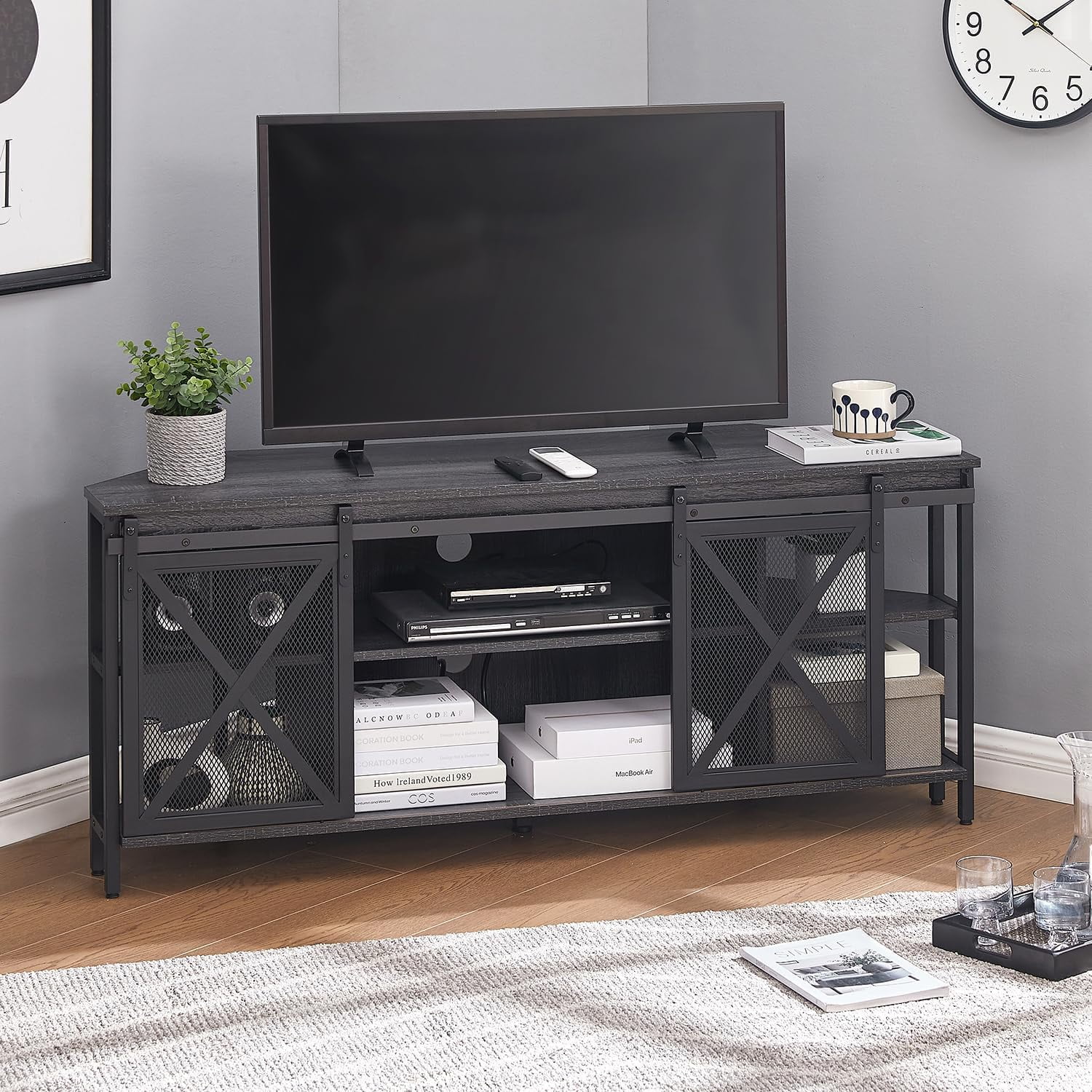 HOMISSUE Corner TV Stand for 55 Inch TV, Rustic Corner Entertainment ...
