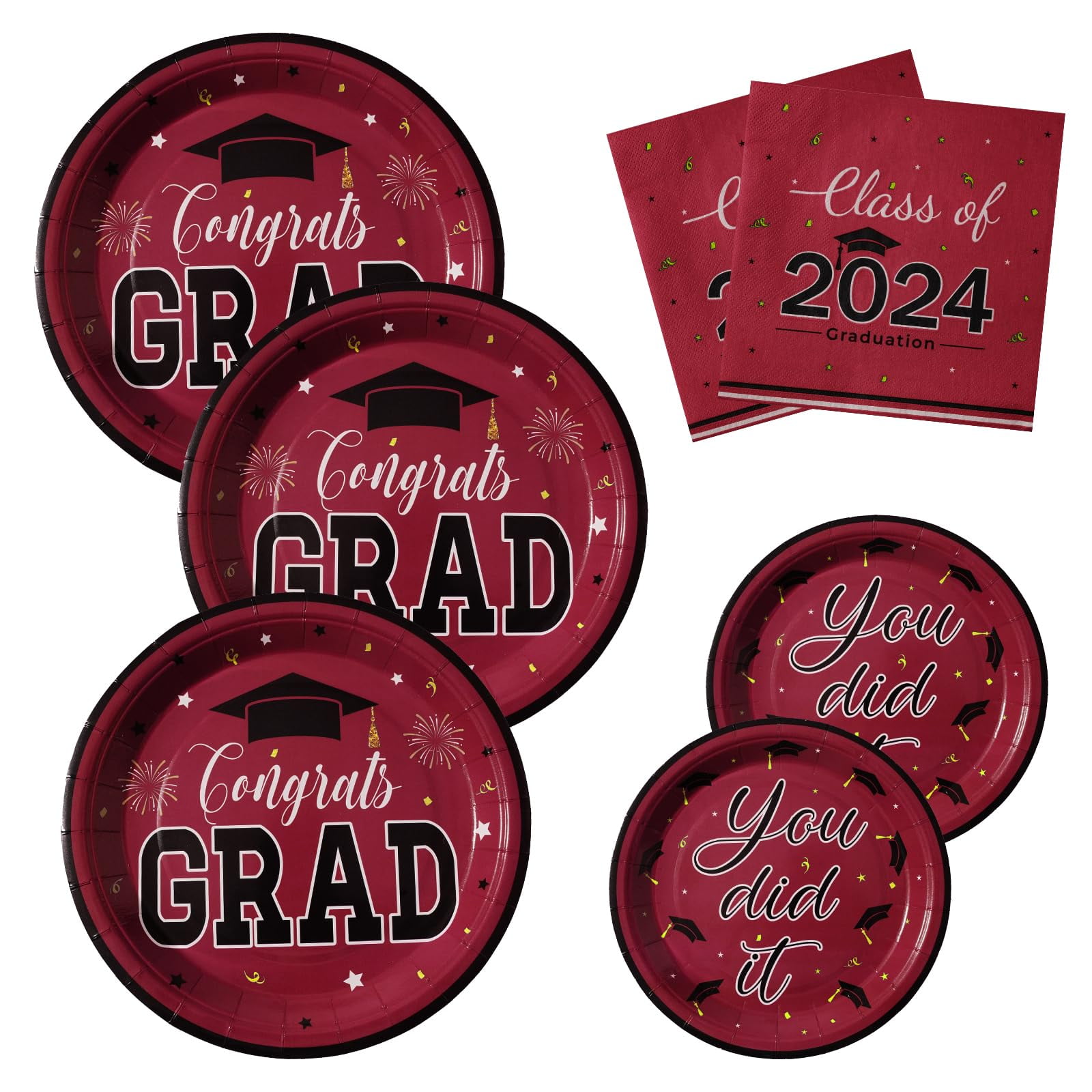 HOMIX Graduation Plates and DHF10 Napkins Class of 2024, Serves 50 ...