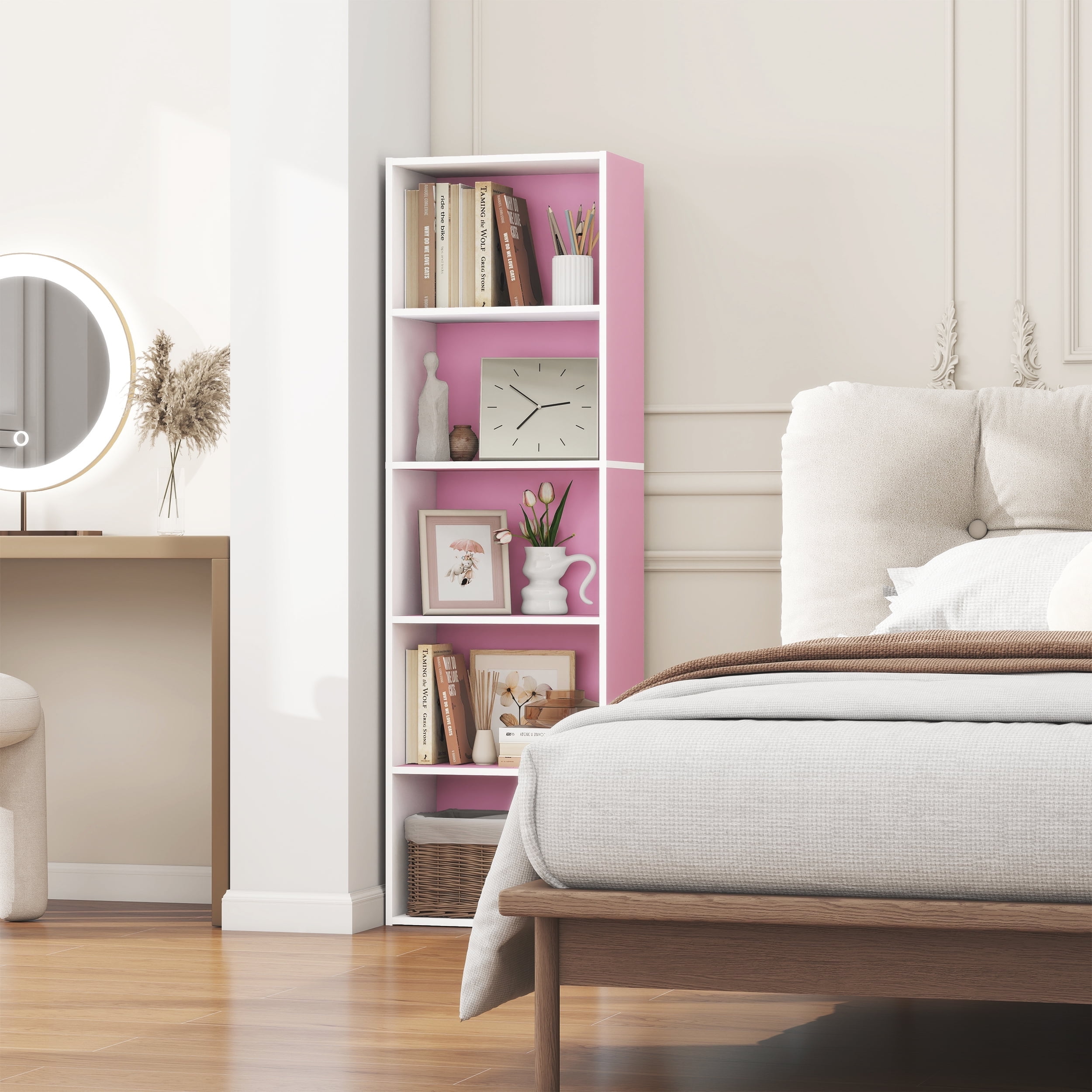 HOMLUX 5-Tier 52" Engineered Wood Bookcase, Storage Bookshelf for Study ...