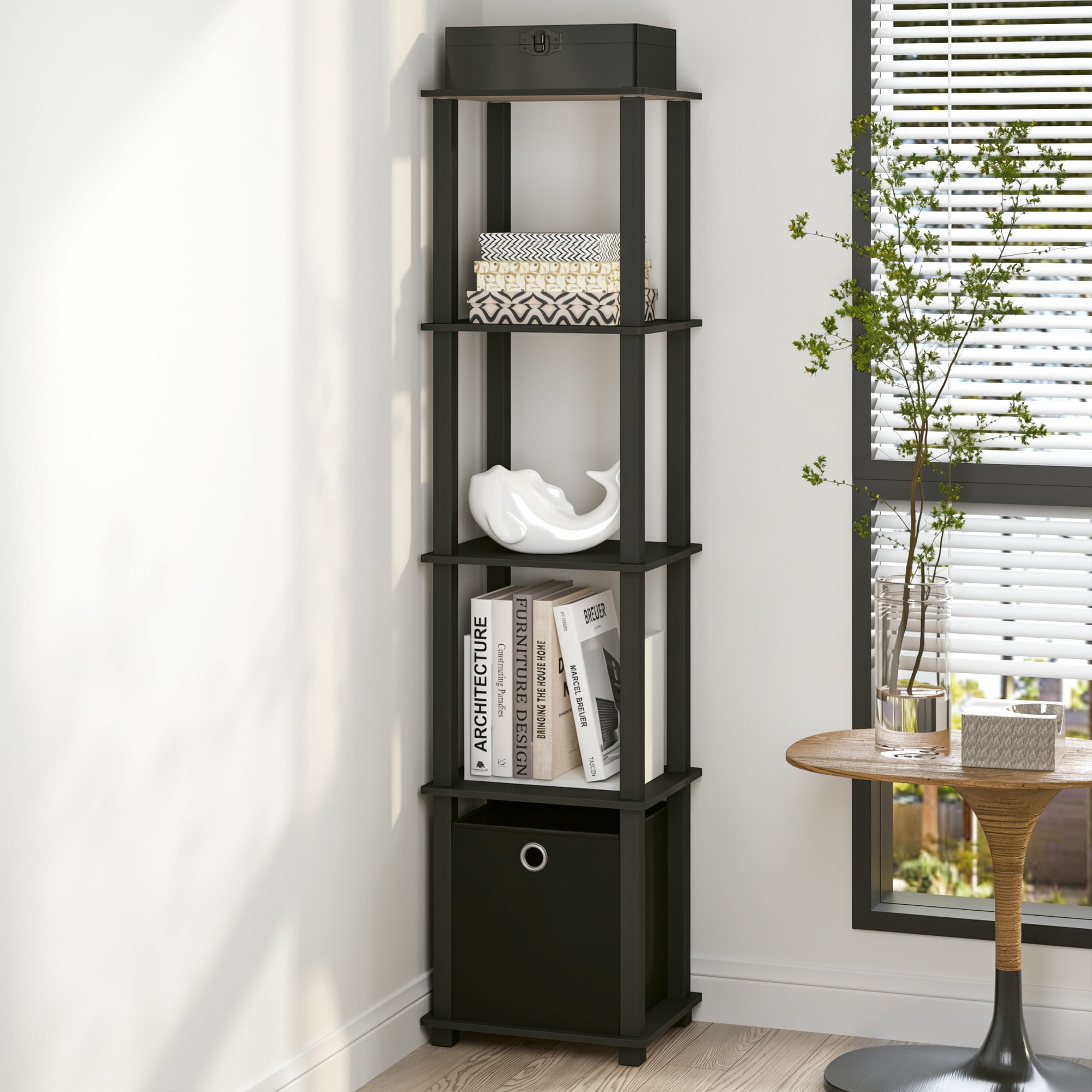 HOMLUX 5-Tier Open Shelf Bookcase, Compact Storage Bookshelf with Bin ...
