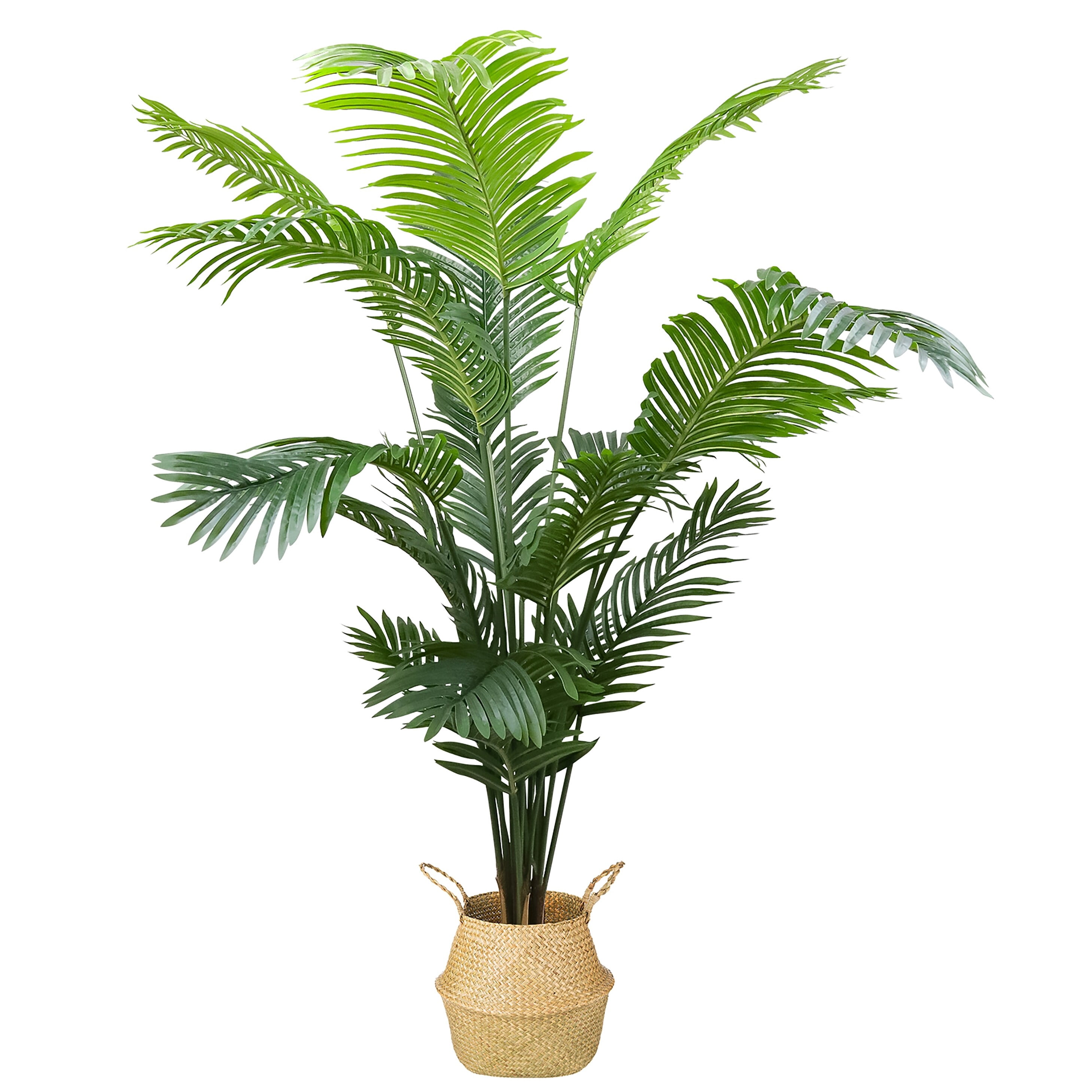 HOMLUX 6ft Artificial Palm Tree with Woven Seagrass Plant Basket ...