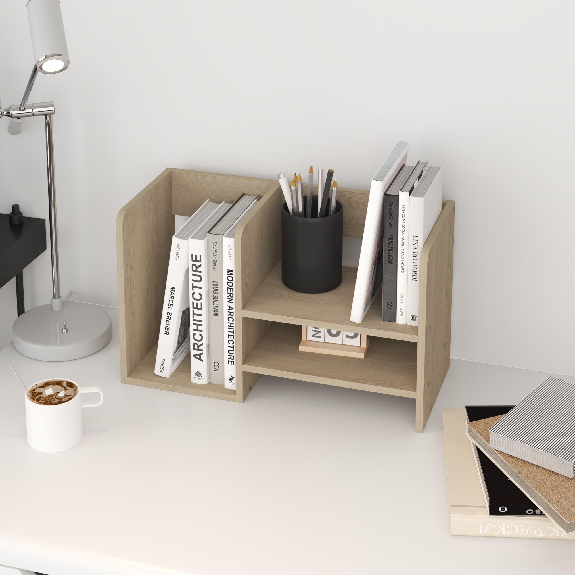 HOMLUX Desk Organizer Office Shelf with Compartment Stores Open Storage ...