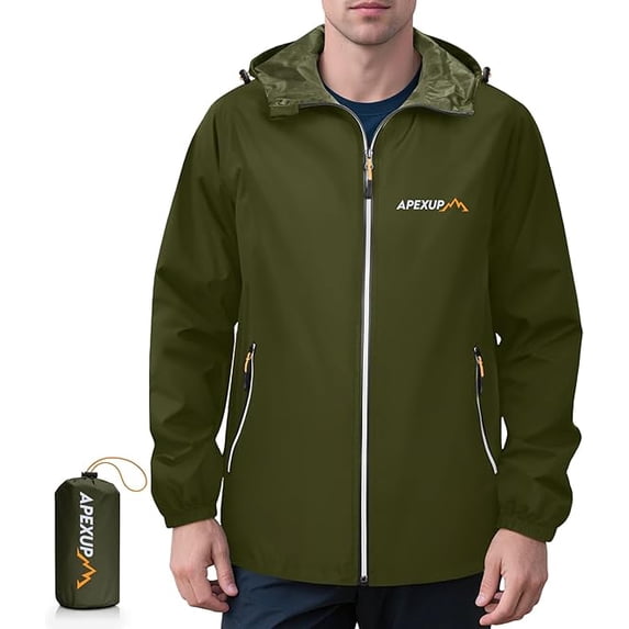 HOMLUX Enhanced Edition Packable Rain Jacket Men with Reflective Zipper ...