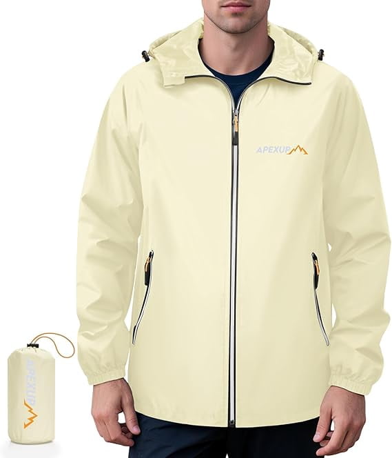 HOMLUX Enhanced Edition Packable Rain Jacket Men with Reflective Zipper ...