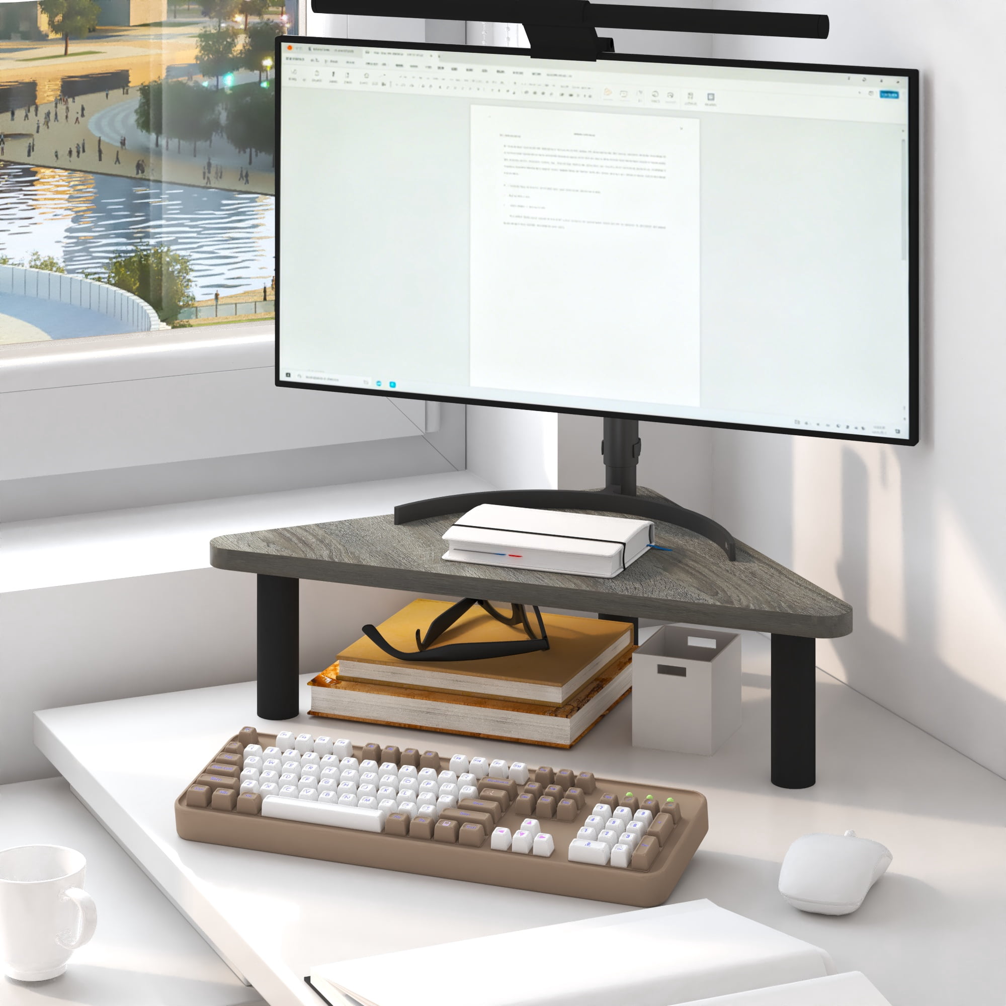 HOMLUX Triangular Monitor Stand Riser with Sturdy Tubes, Computer Stand ...