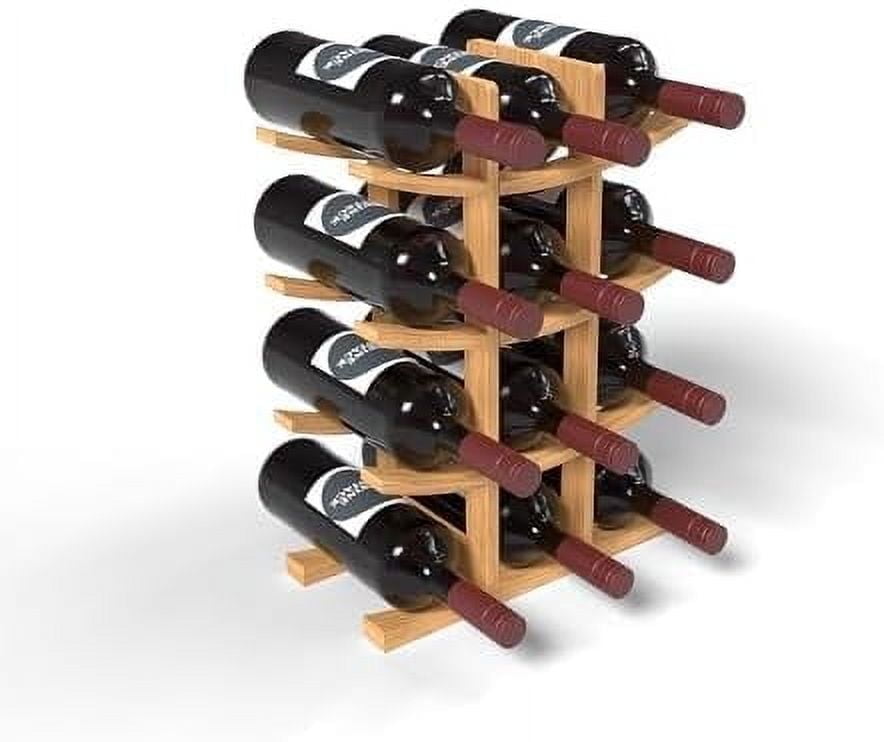 HOMLUX Wine Stack 12 Bottle Bamboo 4-Tier Countertop Wine Rack ...