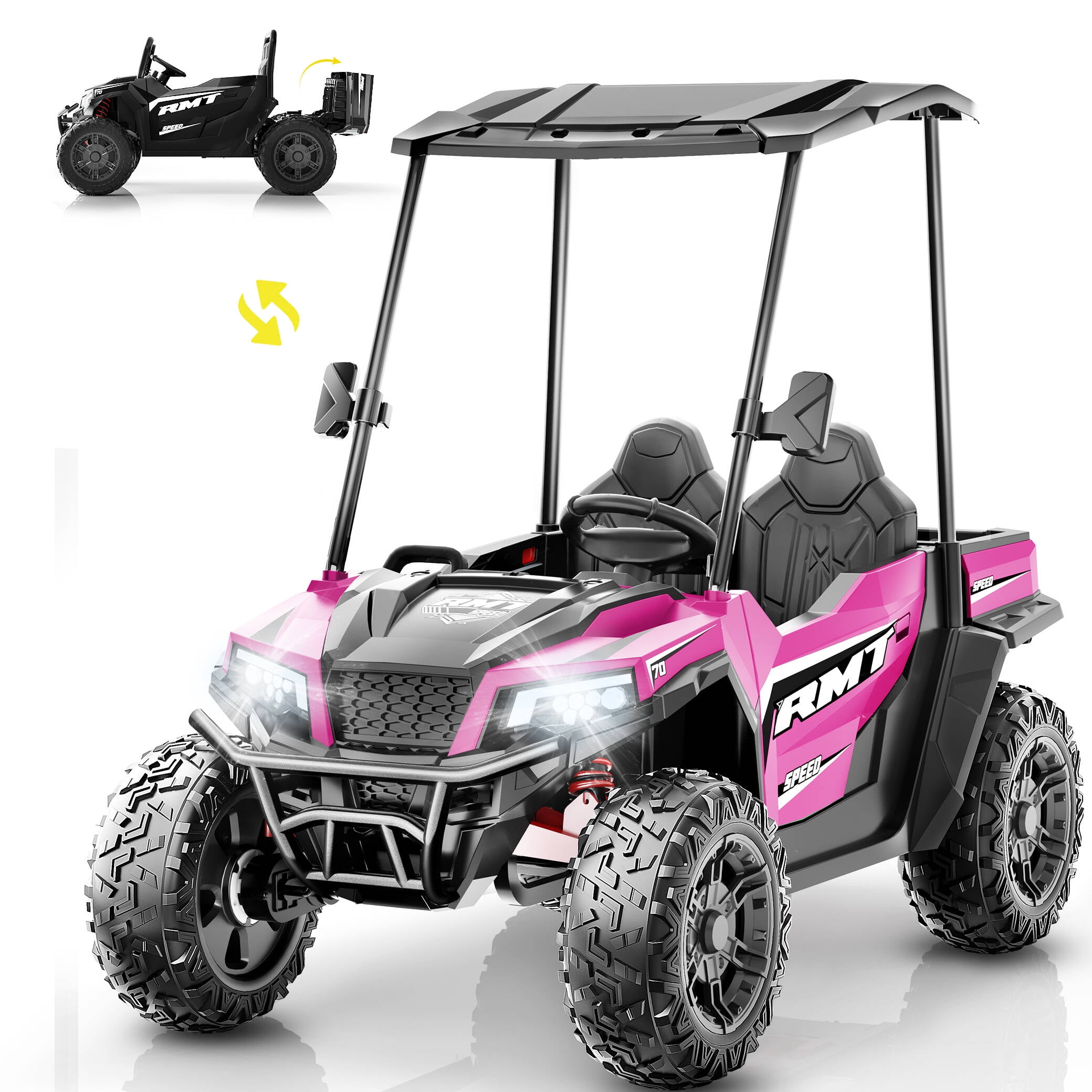 HOMMOW 24V Ride on Car, Kids Ride On Dump Truck, 4WD Powered Ride on ...
