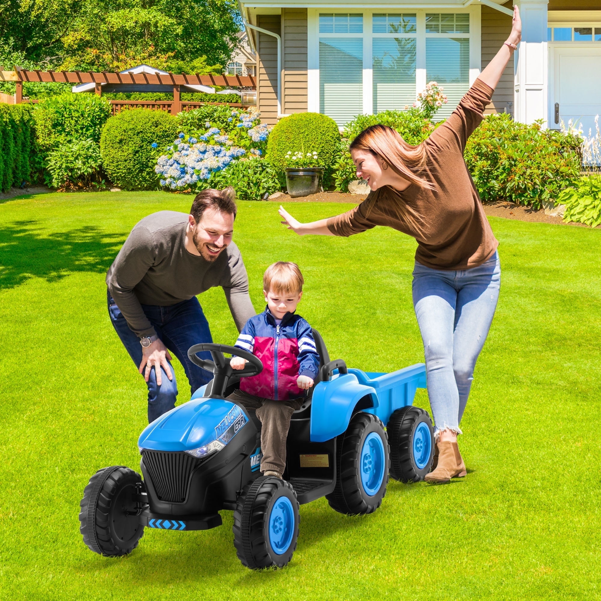 HOMMOW Kids Tractor with Remote Controller, 12V Battery Powered ...