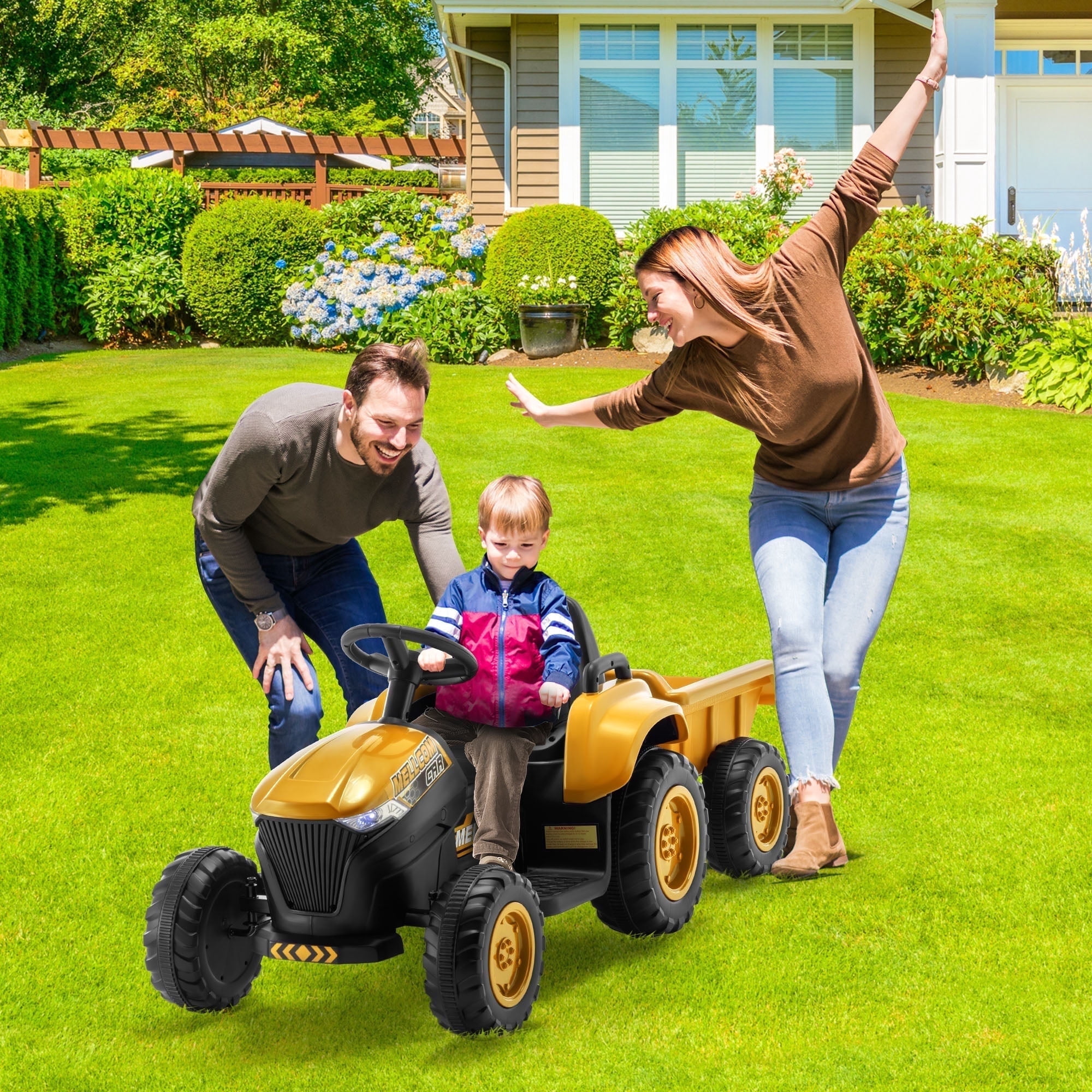 HOMMOW Kids Tractor with Remote Controller, 12V Battery Powered ...