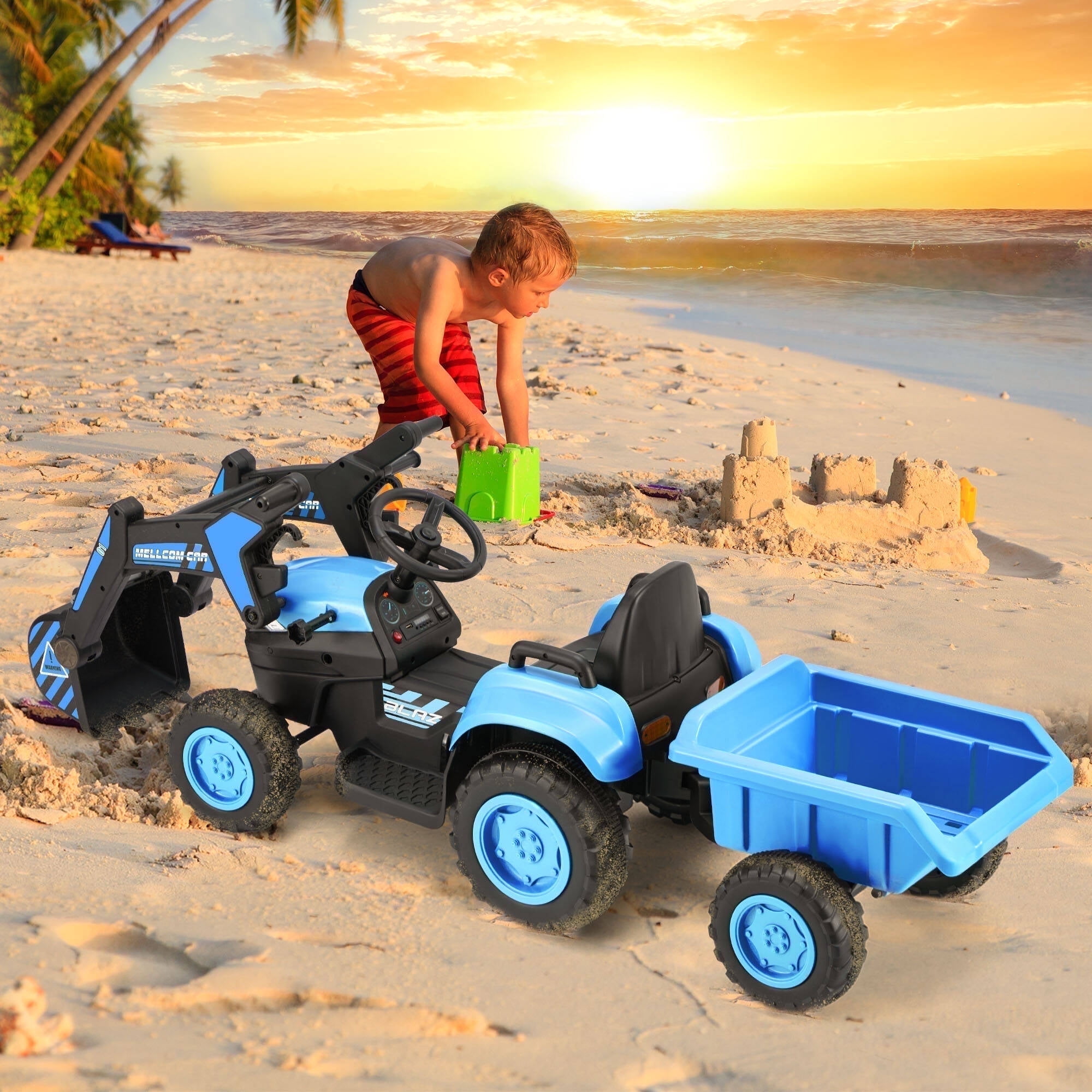 HOMMOW Ride on Excavator Toys with Remote Control, 12 V Battery Powered ...