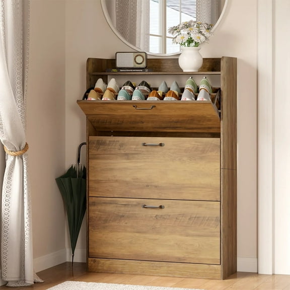 7-Tier Shoe Storage, Shoe Cabinet Storage for Entryway with 3 -Up Doors ...