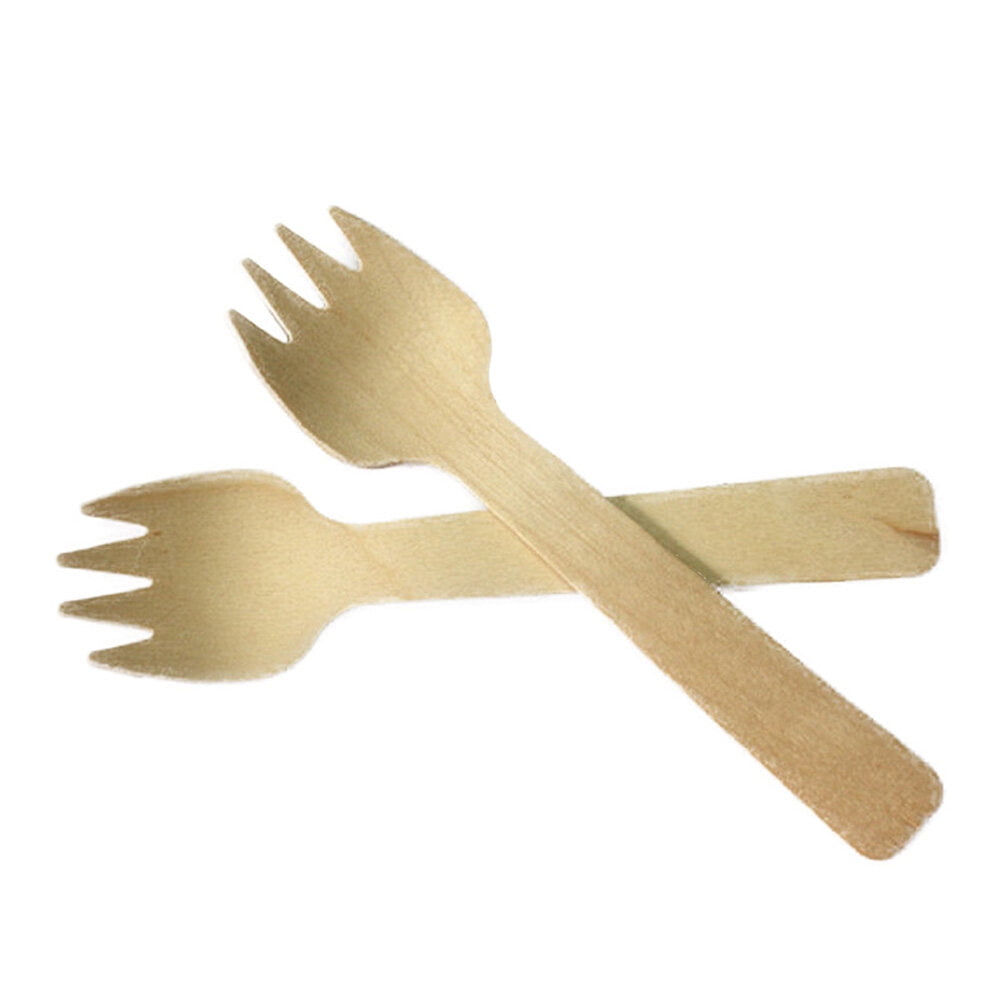 HOMOBABE 100Pcs Small Appetizer Forks Khaki Wooden Flat Kabob Skewers ...