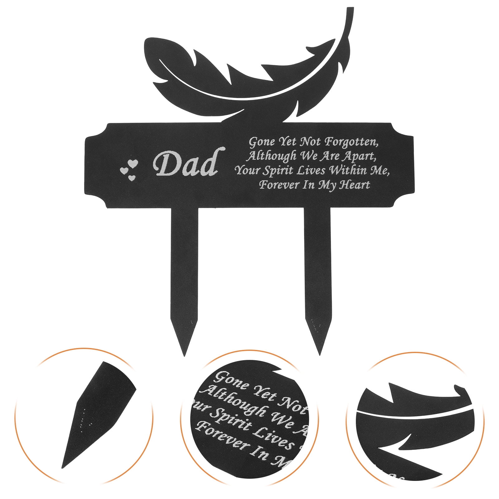 HOMOBABE 1 Set Iron Rectangular Grave Marker for Cemetery Memorial and ...