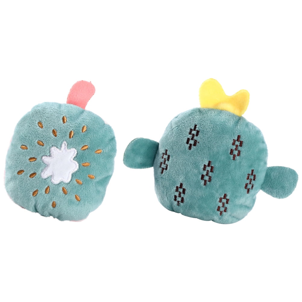 HOMOBABE 2Pcs Interactive Cat Toy Plush Doll Fruit Shape Cactus Kiwi Assorted Color Indoor ...