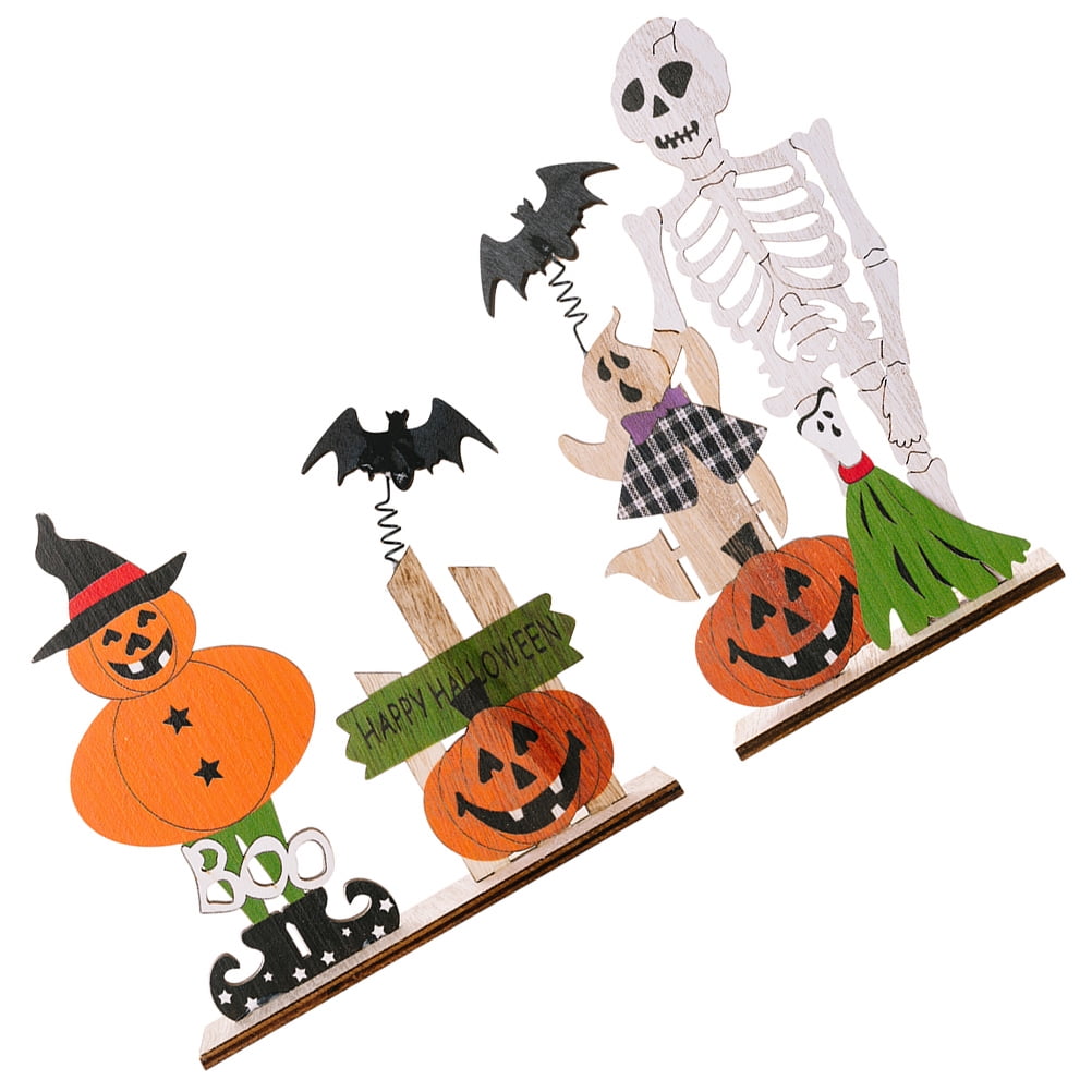 HOMOBABE 2Pcs Table Centerpiece Sign Wooden Skull Shape Simple Style ...