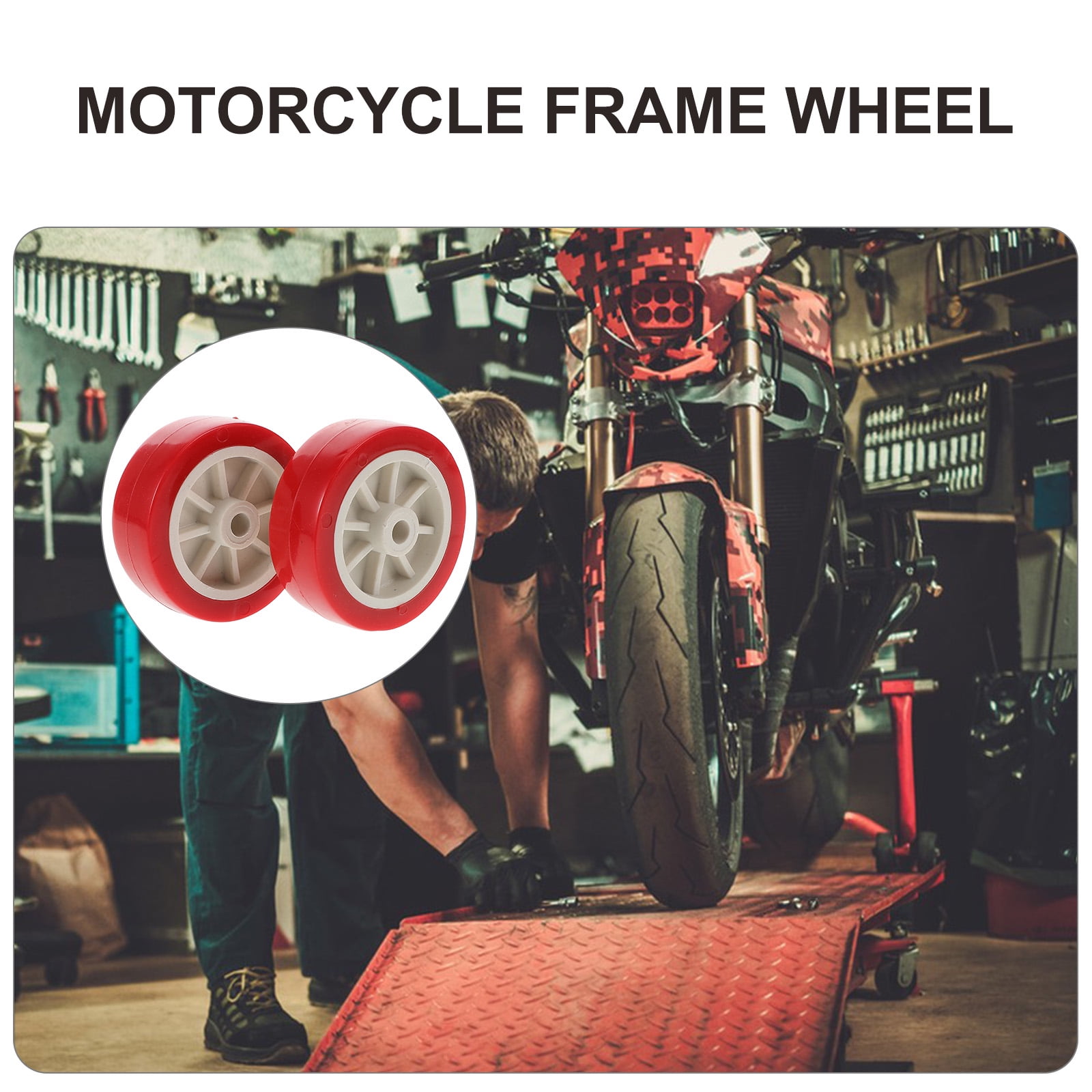 HOMOBABE 2Set Red Metal Caster Wheel for Motorcycle Lift Table ...