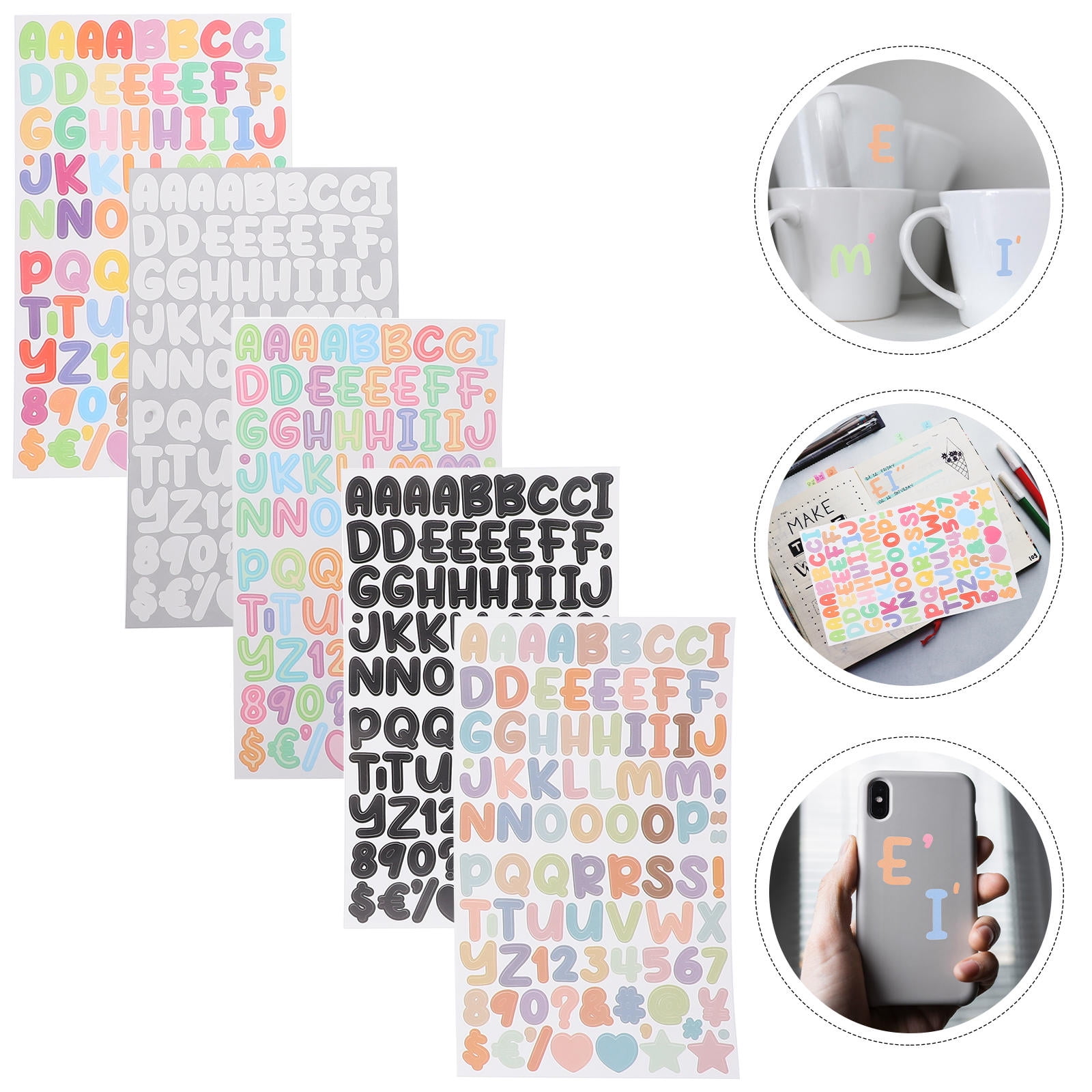 HOMOBABE 45 Sheets Small Letter Number Stickers for Handmade ...