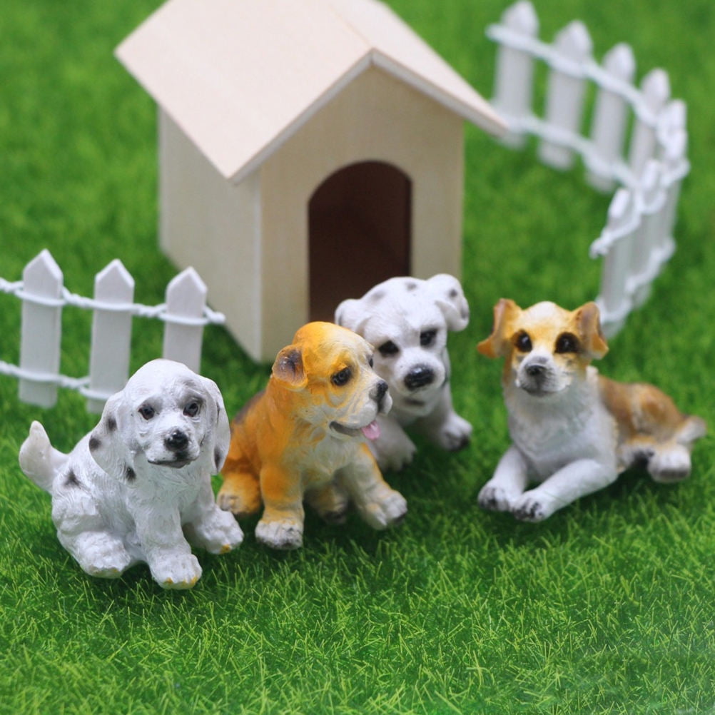 HOMOBABE 4Pcs Miniature Dog Figures Resin Tiny Dogs for Bonsai Decor ...
