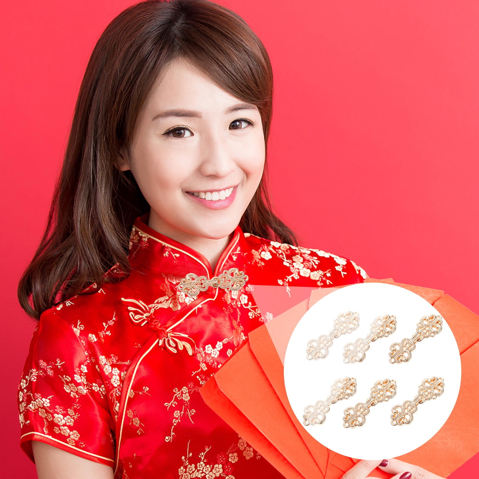 HOMOBABE 6 Pairs Golden Chinese Closure Buttons For Traditional ...